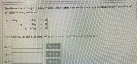 solved find the solution to the given linear system if the