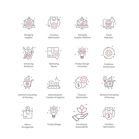 Premium Vector Generative Ai Supply Chain Vector Icon Design Set
