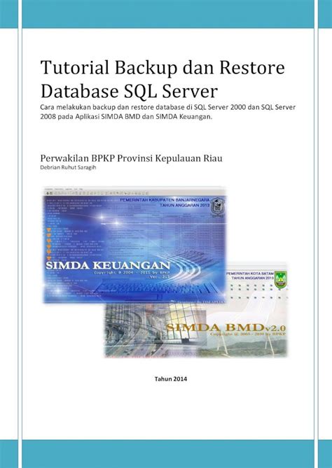 pdf tutorial restore dan backup database ke microsoft sql server