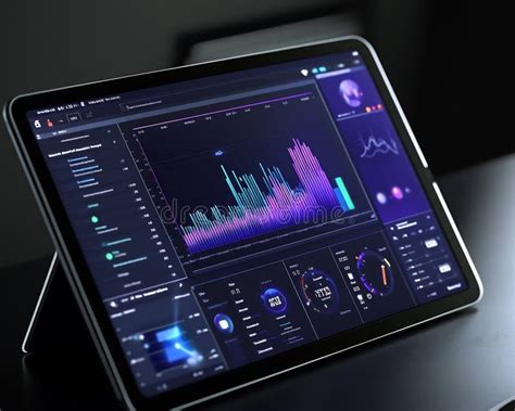Tablet Displaying Complex Data Visualization With Graphs And Charts On