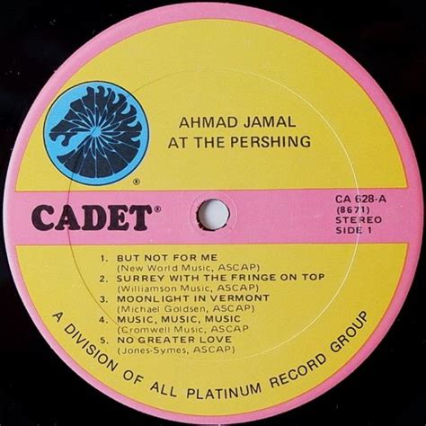 Ahmad Jamal Trio Ahmad Jamal At The Pershing Cadet LP