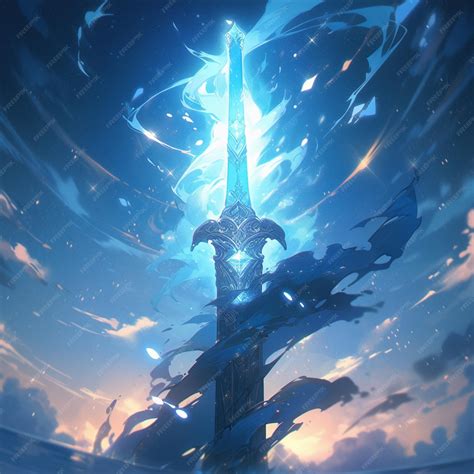 Premium Photo Anime Sword With A Sky Background Generative Ai