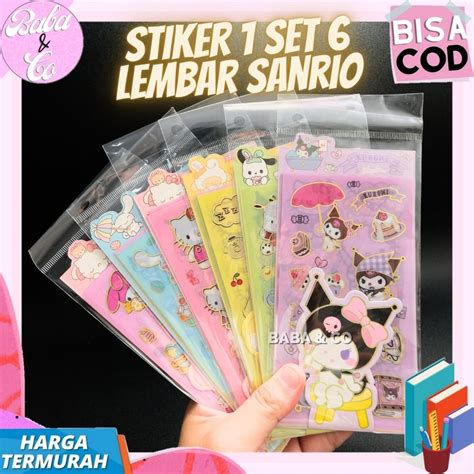 Jual Stiker Sanrio 6 Lembar Paket Sticker Lucu Unik Sanrio Kuromi Purin