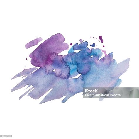 수채화 기법의 산성 반점 보라색 파란색 라일락 색상이 역동적인 구성으로 어우러집니다 큰 브러시 스트로크 반점 및 카드 전단지 포스터 배너에 대한 스플래쉬 디자인을 위한