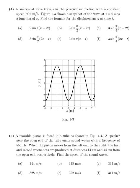 Solved A Sinusoidal Wave Travels In The Positive Chegg