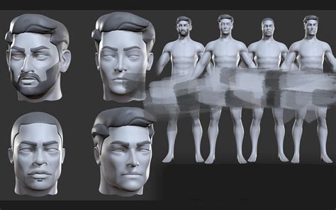 Blender男性身体人物角色3d模型男人头部头发四肢手脚部基础白模 Cggoat
