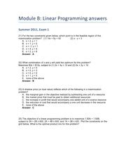 Module B Linear Programming Exam Questions And Answers Module B