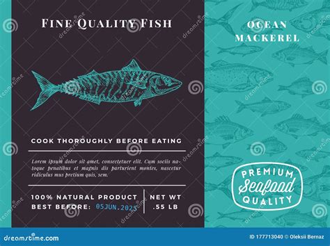 Premium Quality Mackerel Abstract Vector Packaging Design Or Label