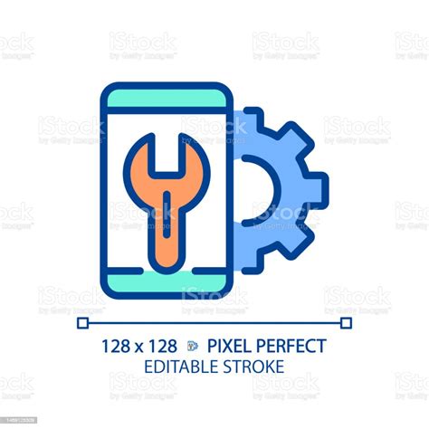 Smartphone Settings Pixel Perfect Rgb Color Icon Stock Illustration