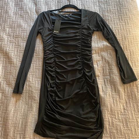 Black Ruched Mini Mesh Dress From Nasty Gal Perfect Depop