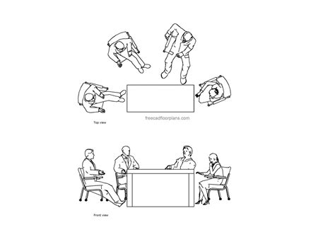People At Table Plan Elevation Free Cad Drawings