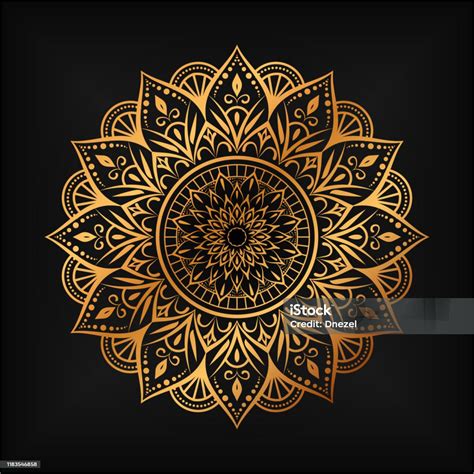 Latar Belakang Desain Mandala Hias Mewah Dalam Warna Emas Ilustrasi