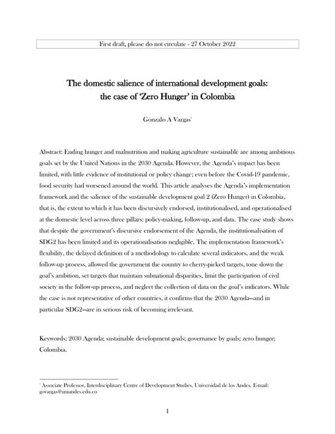 Pdf The Domestic Salience Of International Development Goals The