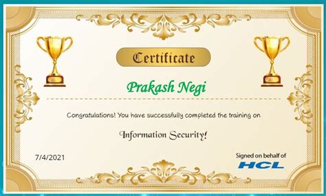 Completed And Passed My Information Security Training With My