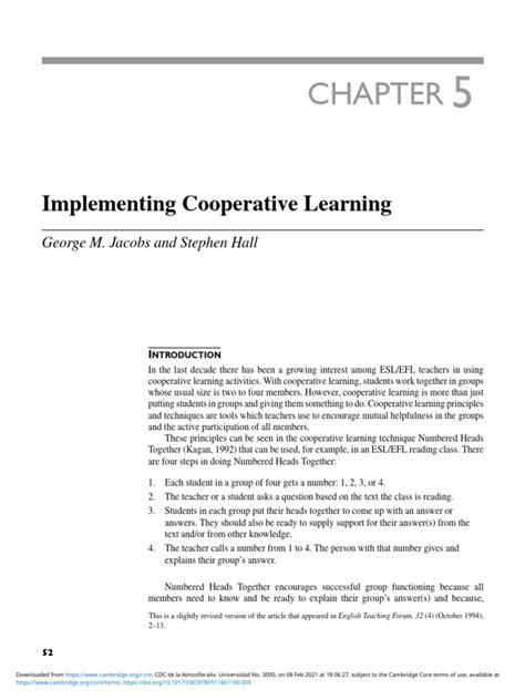 Implementing Cooperative Learning Pdf English As A Second Or Foreign Language Learning