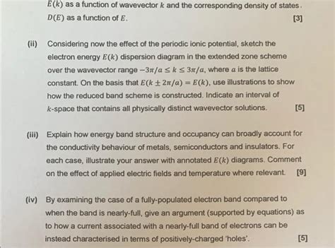 Solved E K As A Function Of Wavevector K And The
