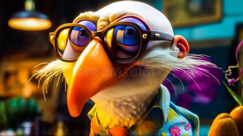 Cartoon Character With Glasses And Mustache Generative Ai Stock