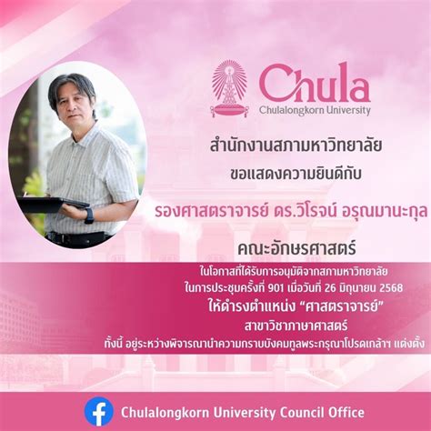 ขอแสดงความยินดีกับรองศาสตราจารย์ ดร วิโรจน์ อรุณมานะกุล สถาบันภาษาไทยสิรินธร จุฬาลงกรณ์มหาวิทยาลัย