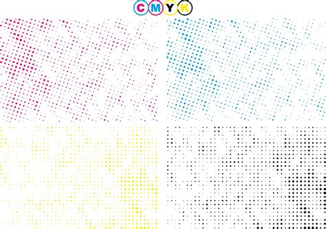 Premium Vector Set Of Four Different Colored Halftone Patterns Of Cmyk Dot Abstract Background
