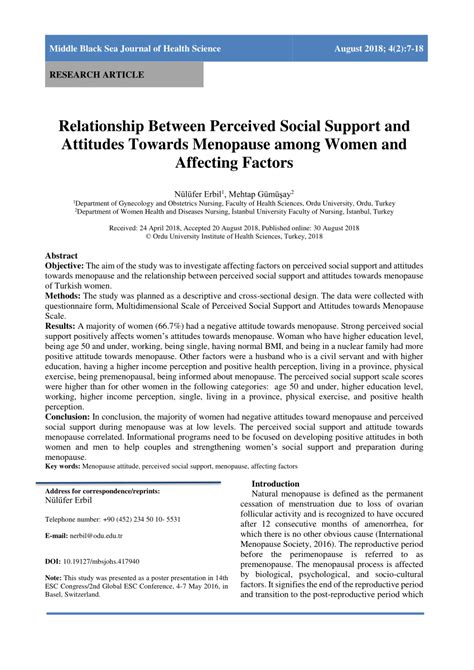 Pdf Relationship Between Perceived Social Support And Attitudes