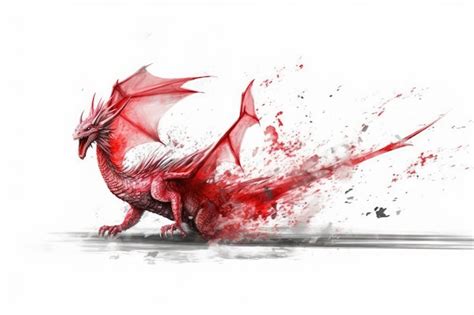 Premium Ai Image Majestic Red Dragon With Its Wings Fully Extended Generative Ai