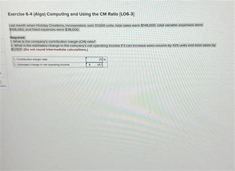 Solved Exercise 6 4 Algo ﻿computing And Using The Cm Ratio