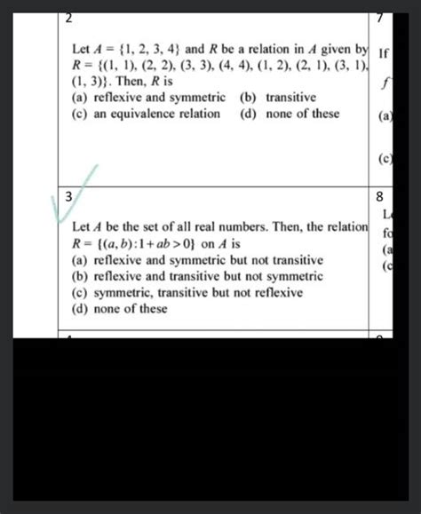 let a {1 2 3 4} and r be a relation in a given by if r { 1 1 2 2 3 3