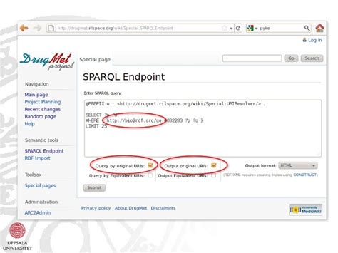 hooking up semantic mediawiki with external tools via sparql