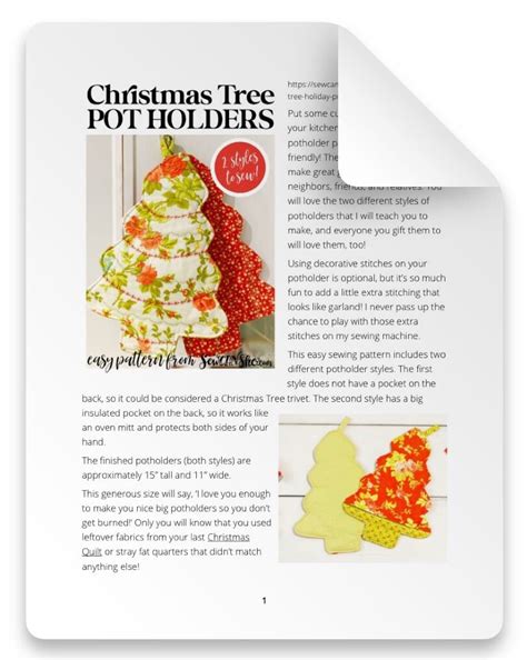 Christmas Tree Potholder Sewing Pattern