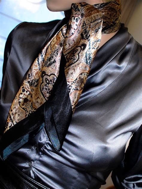 Silk Neck Scarf Ways To Wear A Scarf Cute Scarfs Silk Outfit Satin Blouses Satin Shirt