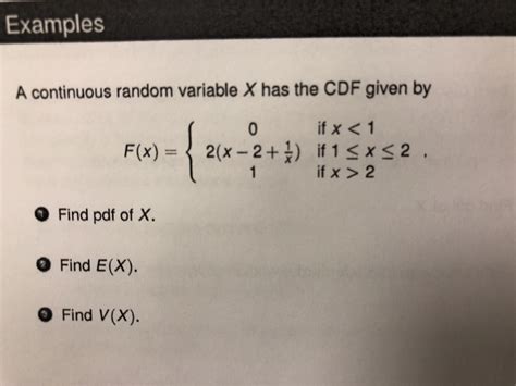 Solved Examples A Continuous Random Variable X Has The Cdf