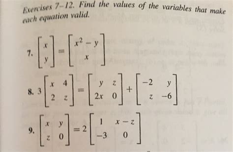 Solved Ind The Values Find Values O Of The Variables Chegg Com