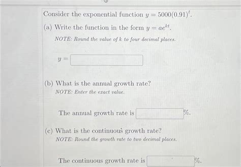 Solved Consider The Exponential Function Y5000091t A
