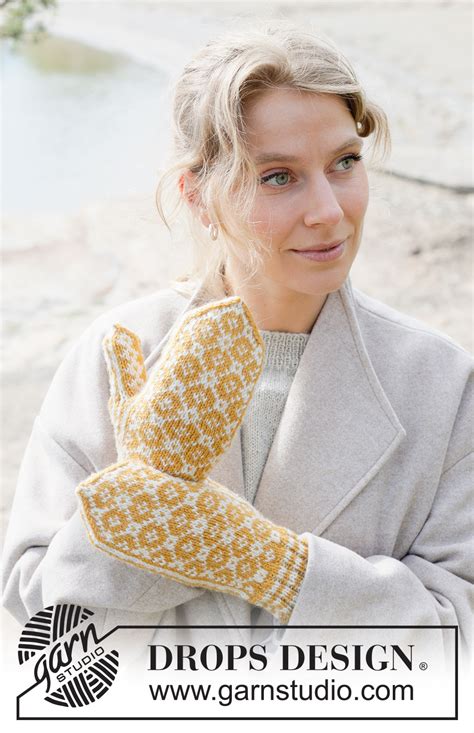 Dandelion Field Mittens DROPS 253 41 Bezpłatne wzory na druty od
