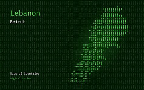 Lebanon Map Shown In Binary Code Pattern Tsmc Blue Matrix Numbers Zero