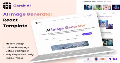 Ai Image Generator React Template Geralt Ai Codeintra
