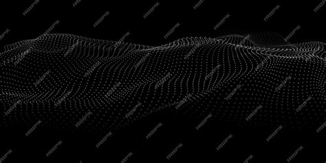 Premium Vector Wave 3d Abstract Wave Dots In Dark Background Big Data Technology Vector Background