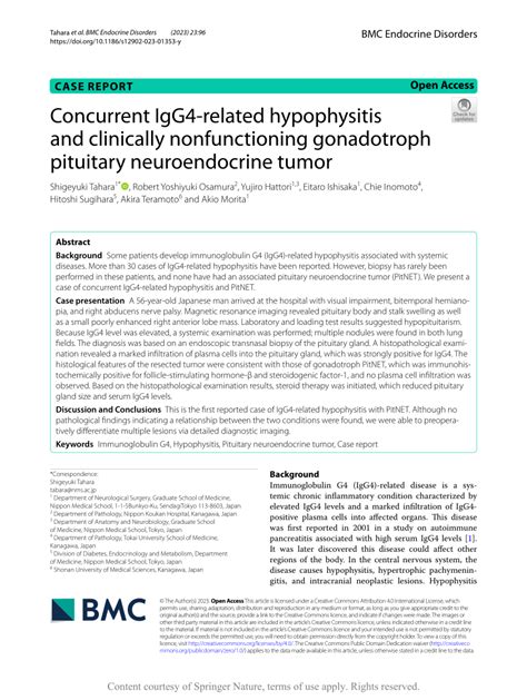 Pdf Concurrent Igg4 Related Hypophysitis And Clinically