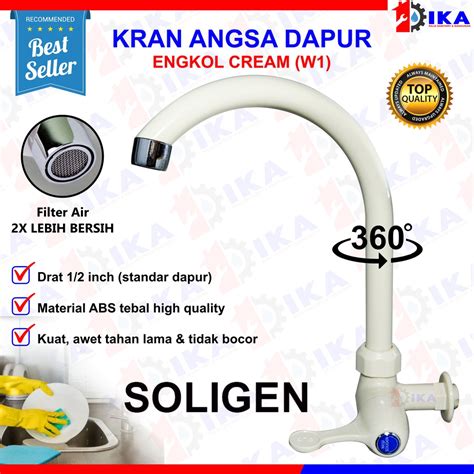Jual Kran Angsa Tembok PVC New Soligen Keran Air Cuci Piring Sink Dapur W1 W2 Hitam Putih Kran