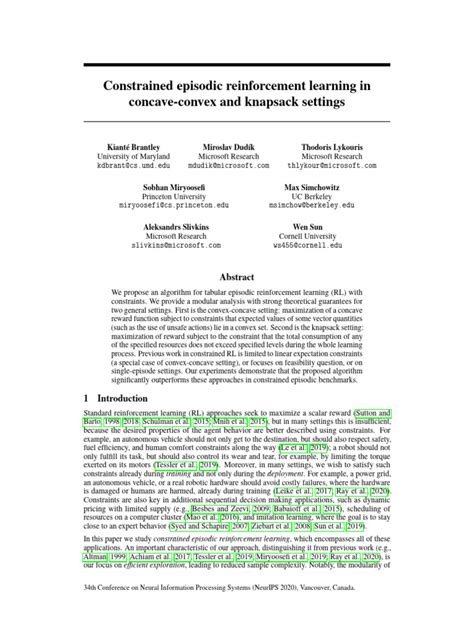 Neurips 2020 Constrained Episodic Reinforcement Learning In Concave