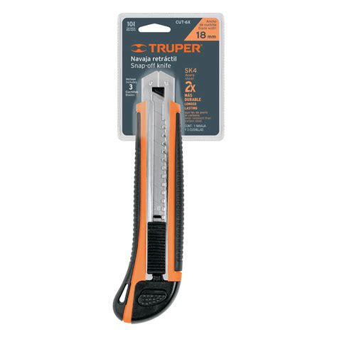 Cutter 18 mm profesional con alma metálica y grip Truper
