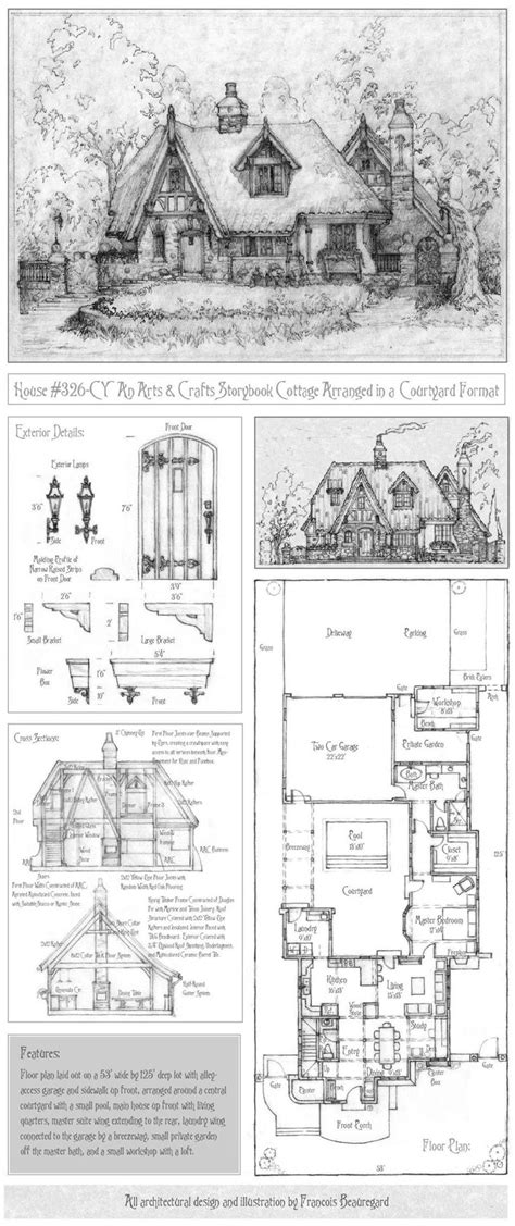 An Architectural Drawing Shows The Plans And Elevations For A Home In