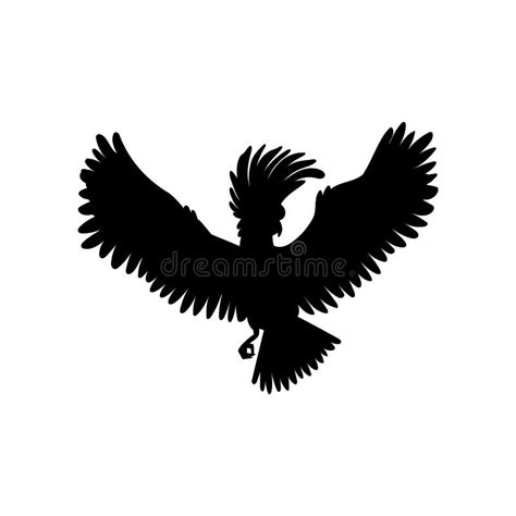 Cockatoo Parrot Flying With Wings Spread Outline Silhouette Vector