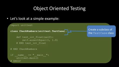 Python Object Oriented Testing Unit Testing Pptx
