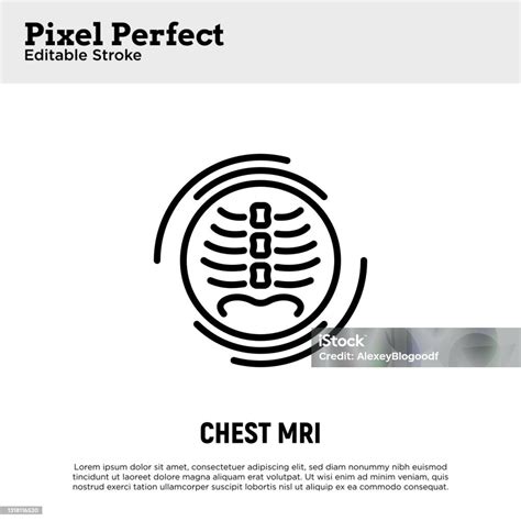인간의 가슴 Mri 스캔 얇은 라인 아이콘 종양학 탐지를 위한 의료 장비 픽셀 완벽 편집 가능한 스트로크 벡터 그림입니다 Cat