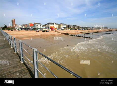 Bognor Regis Seafront Beach From Pier West Sussex Southern England Uk
