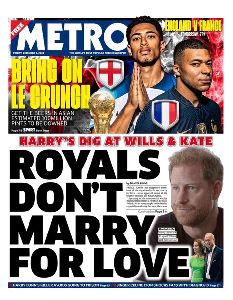 Metro Front Page 9th Of December 2022 Tomorrows Papers Today