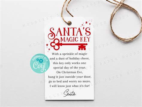 Printable Santas Magic Key Tag Christmas Tradition Etsy