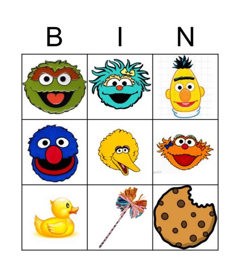 Sesame Street Bingo Card