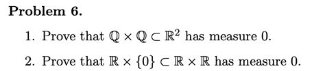 Solved Problem 6 1 Prove That Q×q⊂r2 Has Measure 0 2